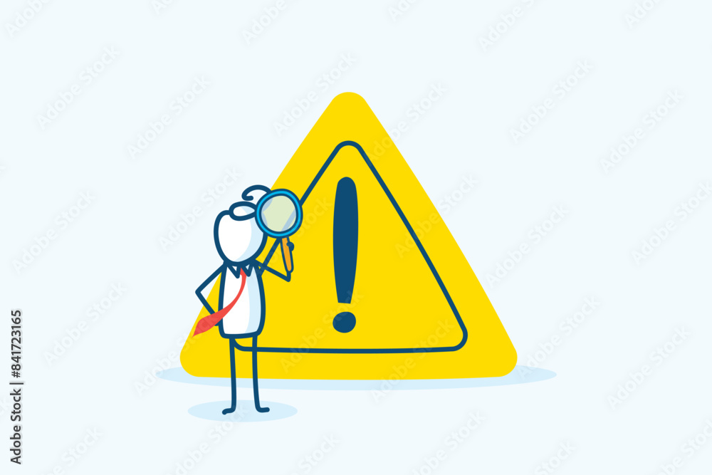 businessman stick figure character with magnifier glass monitor ...