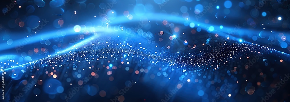 Abstract background with blue lights and bokeh effects, dark background ...