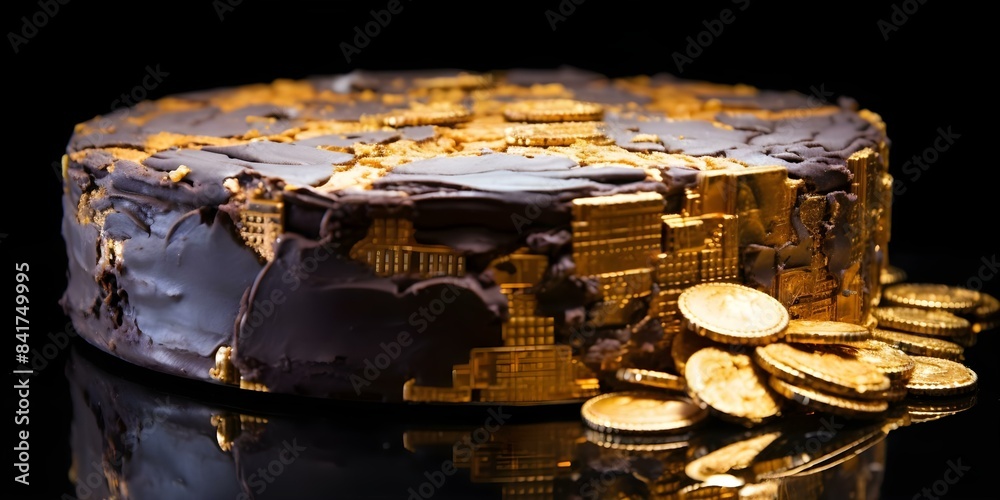 Bitcointhemed cake with edible gold accents symbolizing halving events ...