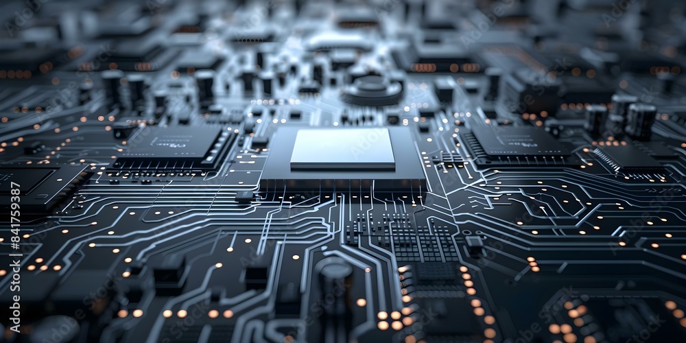 Professional CAD software mockup of circuit board design process for ...