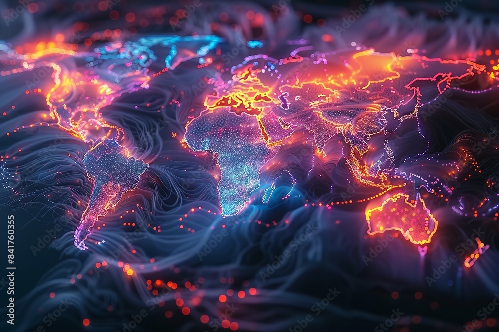 Foto De Visualization Of Undersea Cable Network Mapping Out Global