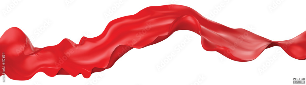 Flying red silk textile fabric flag background. Smooth elegant red ...