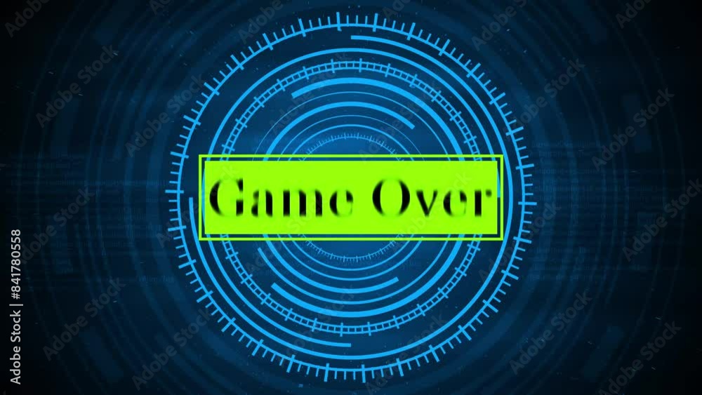 Radar screen background and Game over text animation. Wave signal and ...