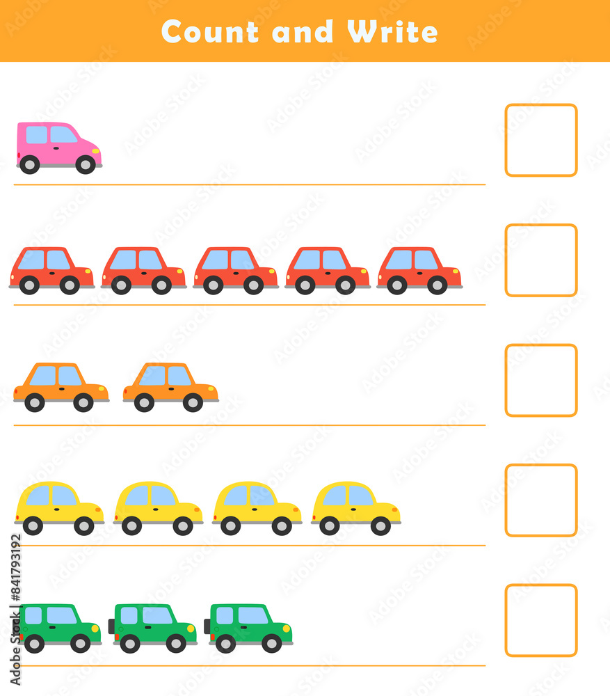 Count and write numbers 1-5. Counting objects worksheet for kids ...