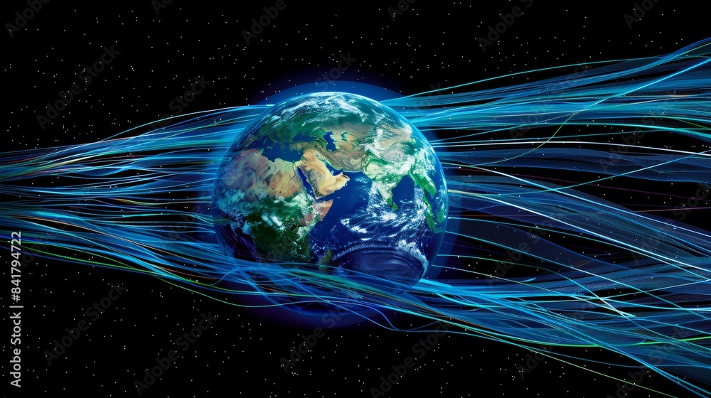 A high-definition illustration of 5G data streams surging across the ...