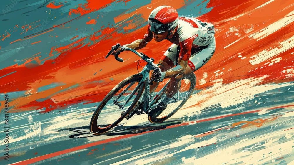 Velodrome Cycling Competition: Illustrate a velodrome cycling ...