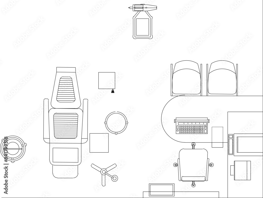 Vector illustration sketch of the interior design of a dentist's office ...