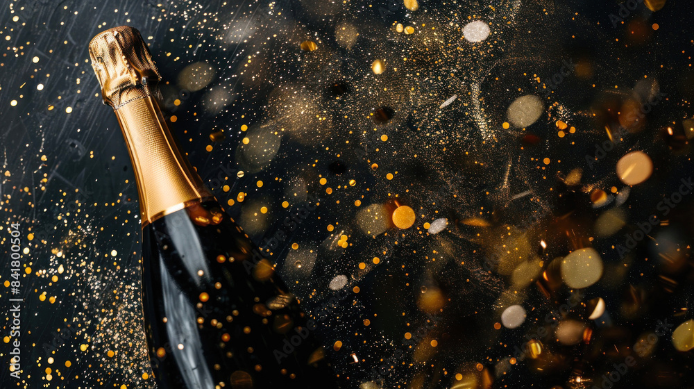 Dynamic champagne burst with golden specks Stock Photo | Adobe Stock