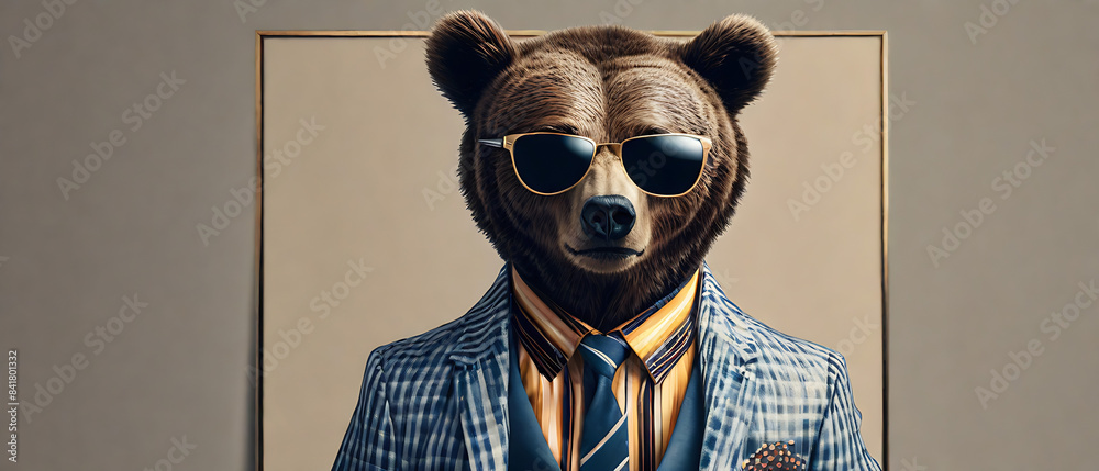 "Picture a cool-looking bear dressed in funky fashion attire, including ...