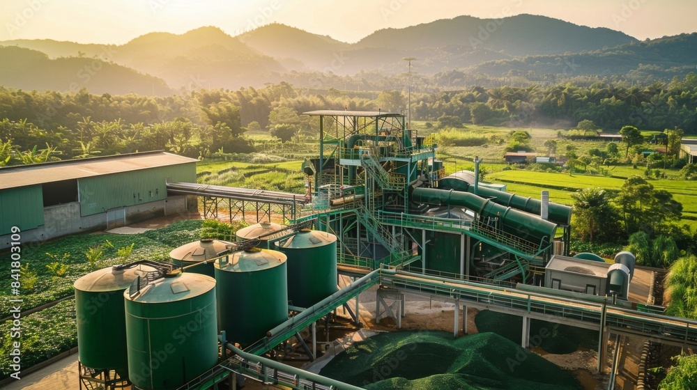 An advanced composting plant with eco-friendly machinery processing ...
