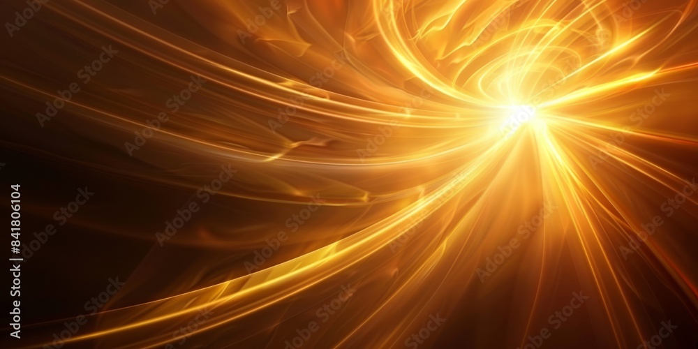 Abstract golden light burst with swirling energy patterns creating a ...