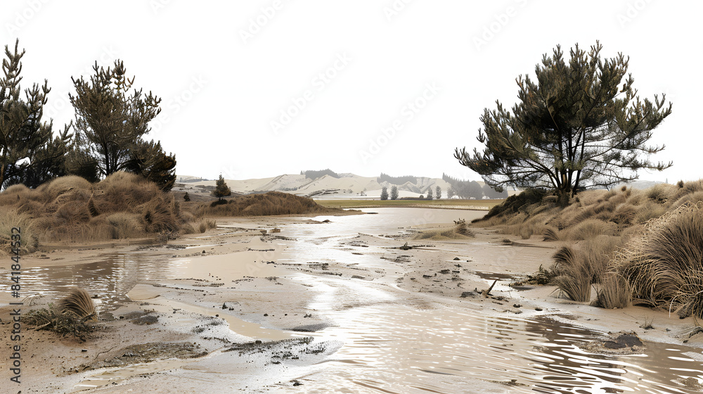 land covered in silt from the overflowing eskdale river from the ...