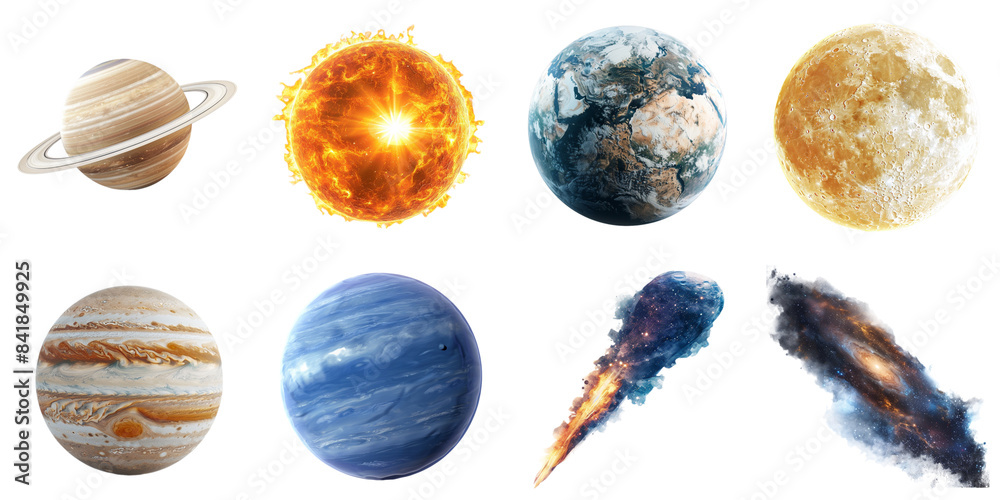 Set of solar system and planet png mockup in 3d without background for ...