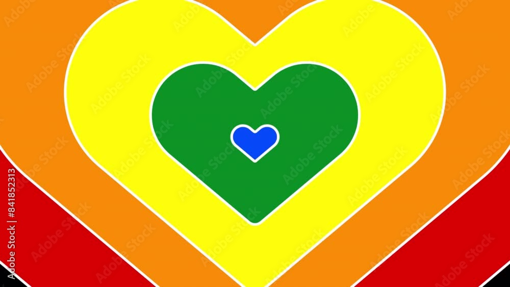 Rainbow heart shape transition motion graphic with alpha channel ...