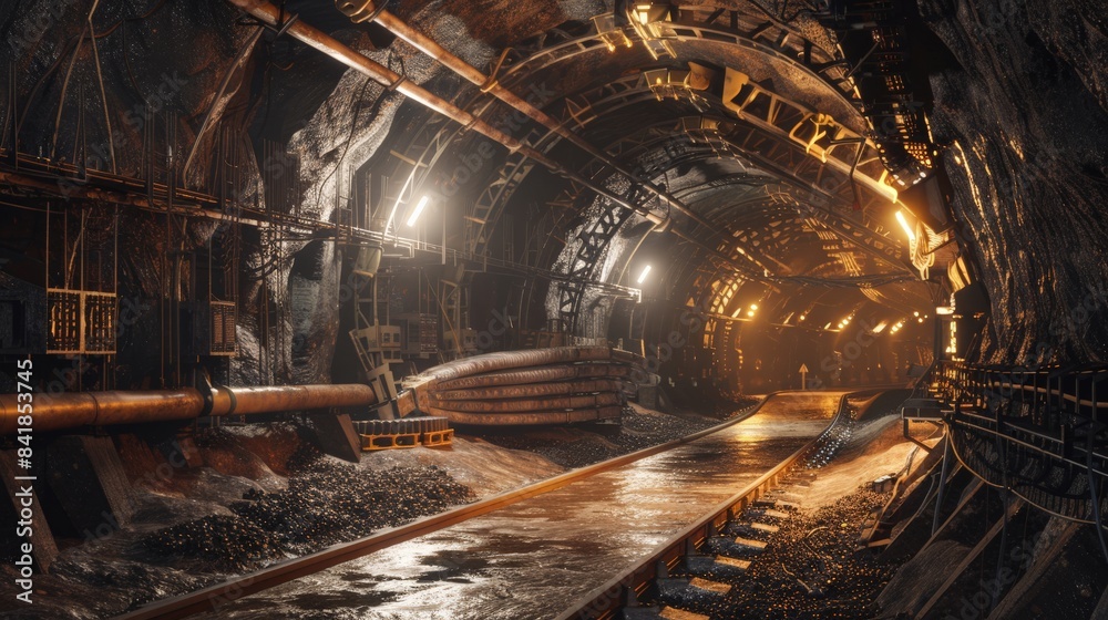 An underground construction site for a metro station, highlighting the ...