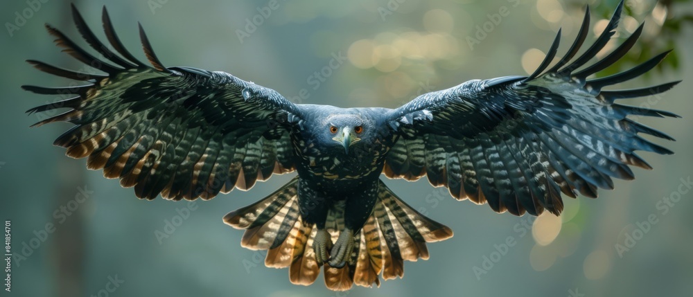 High above the forest, the harpy eagle soars, scanning for prey with ...