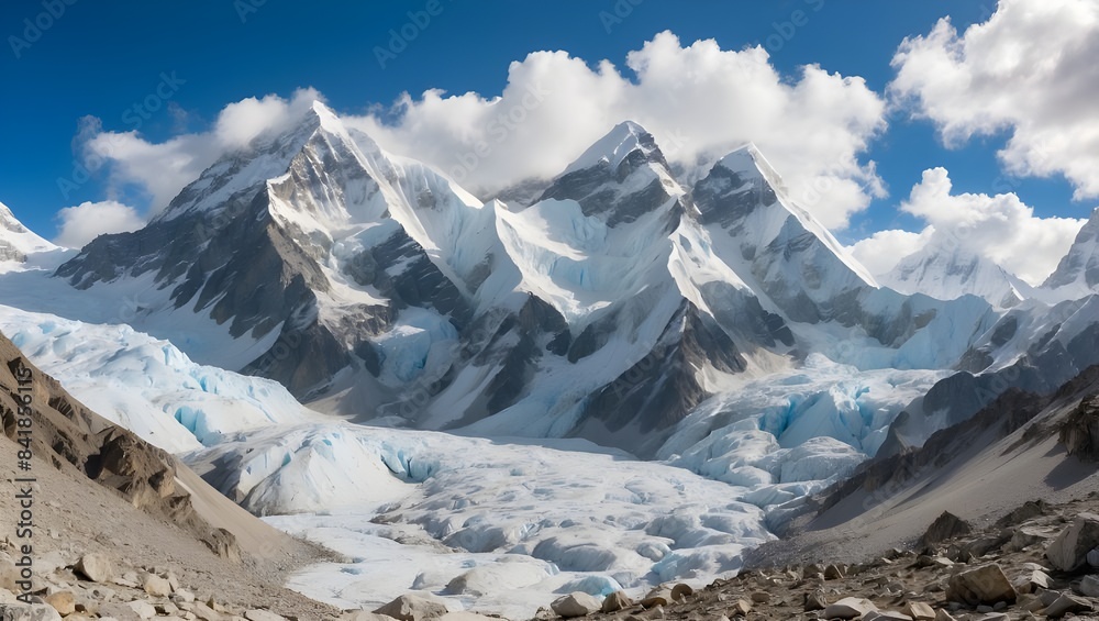 Tell the story of the Khumbu Glacier on Mount Everest, the world's ...