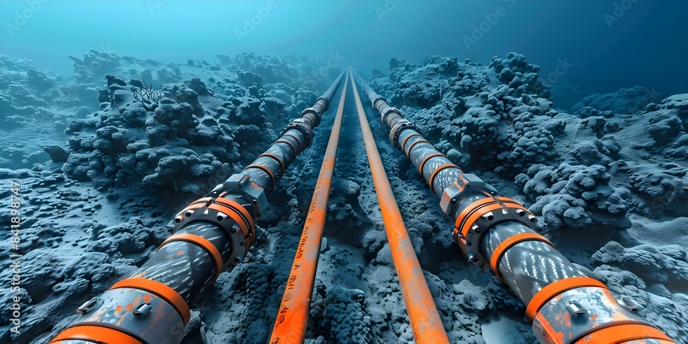 Highspeed internet cables on ocean floor provide dee. Concept Deep-sea ...