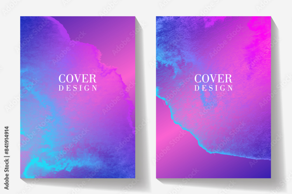 Elegant colorful cover design set. Neon color gradient luxury vector ...
