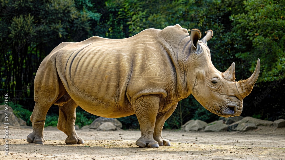 The largest living rhinoceros species known as the white rhinoceros or ...