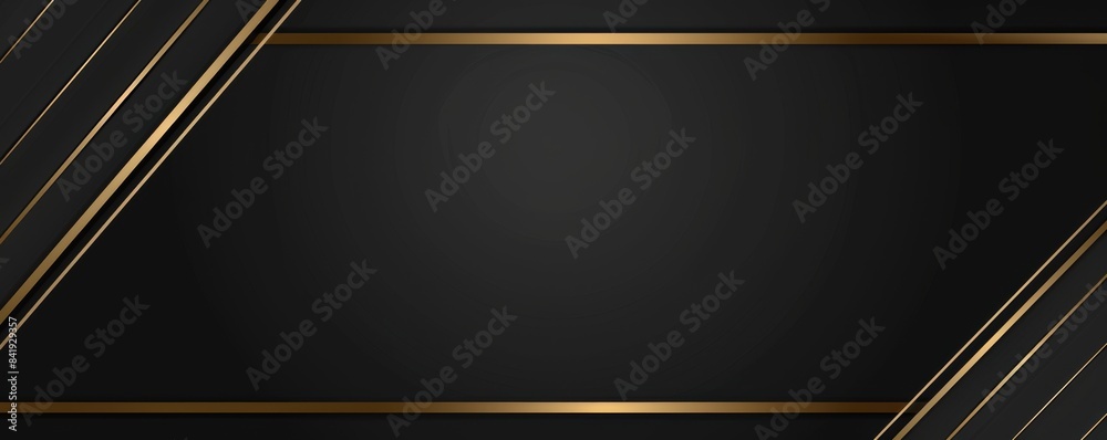 Elegant black background with gold borders and diagonal lines Stock ...