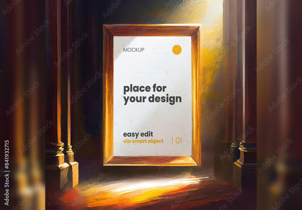 Simple Dramatic Light Frame Poster Mockup Illustrated. 02 Generative Ai ...