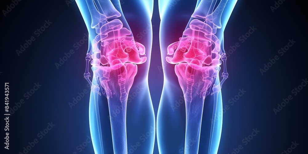 Visualize swollen inflamed joints in hands or knees causing stiffness ...