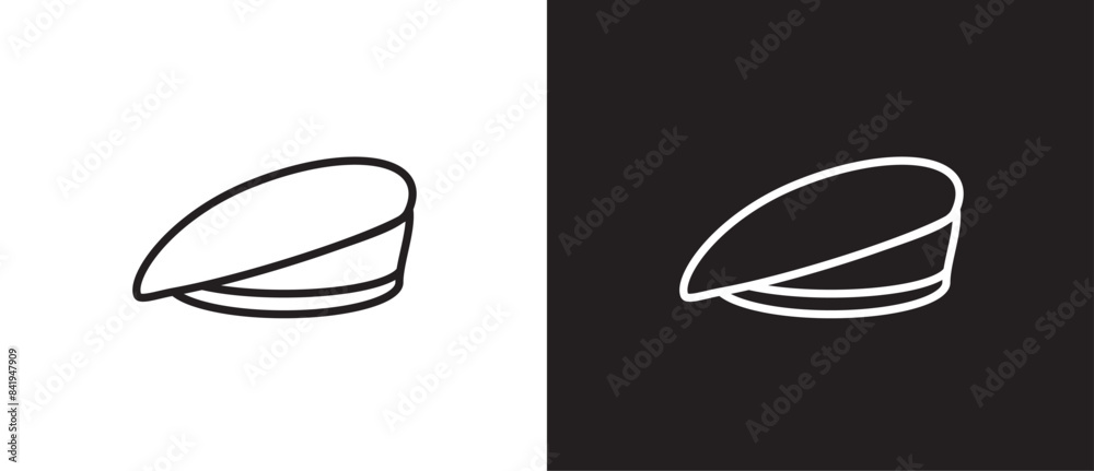 Hat icons, captain cap, beret icon. security guard hat, Icon line of ...