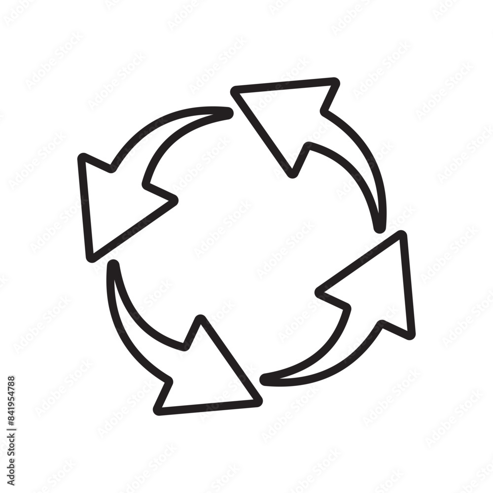 Recycle symbol icon, refresh vector with stroke line. Circle arrow icon ...