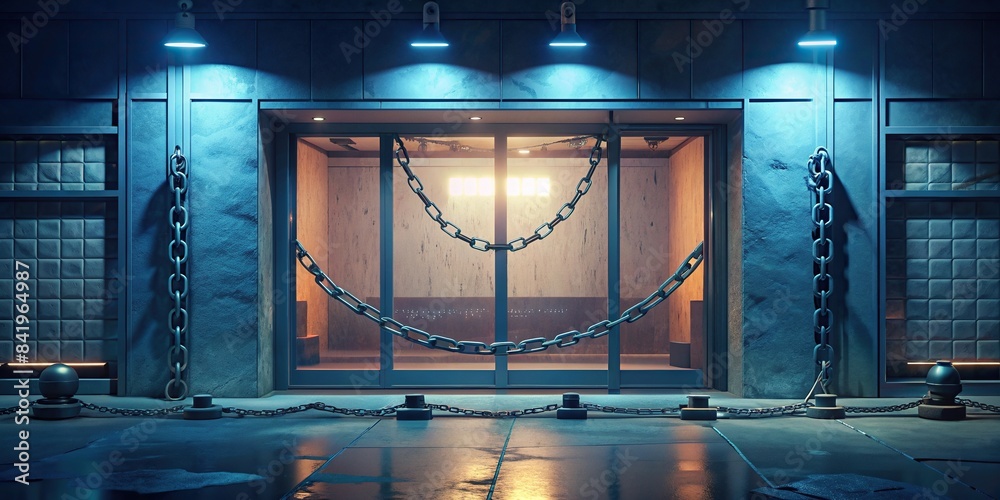 Vans storefront with chain entrance windows displaying brand logo and ...