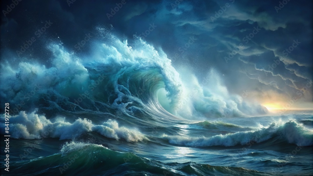 Powerful image of large body of water with crashing waves, ocean, sea ...