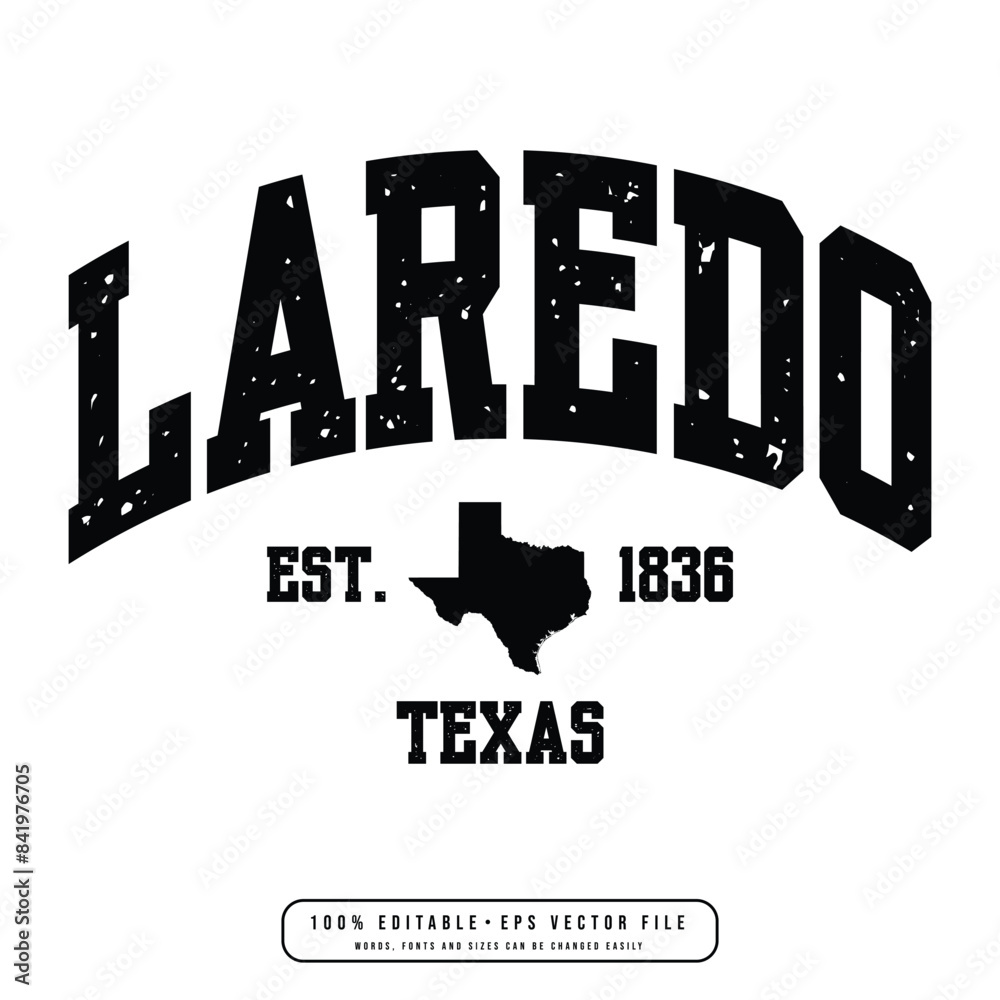 Laredo text effect vector. Editable college t-shirt design printable ...