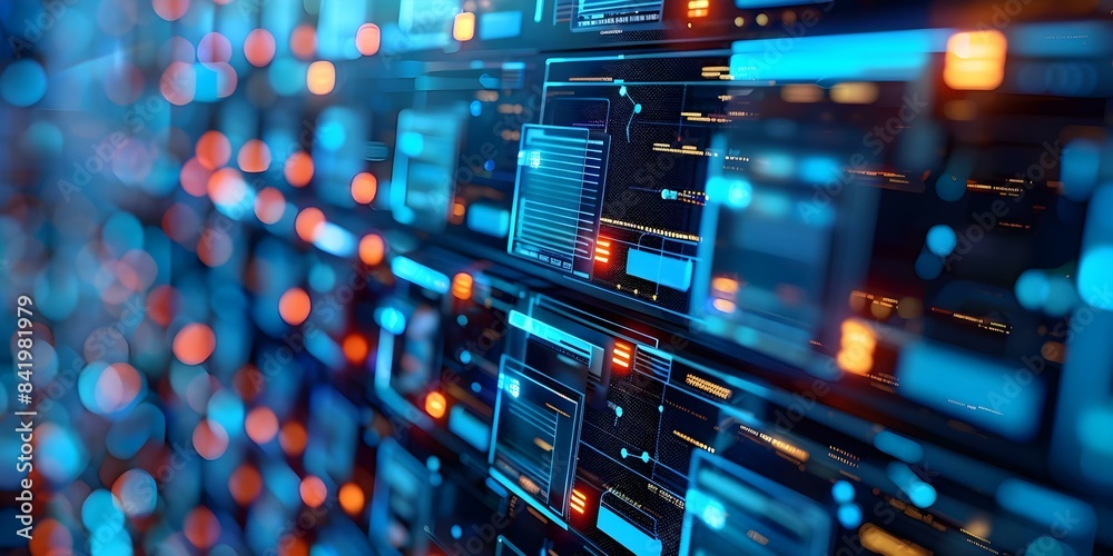 Futuristic Digital Document Management System For Organizing Corporate Files In A Grid Concept