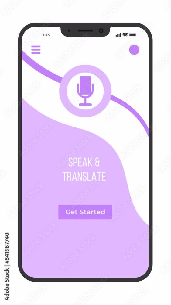 Smartphone screen with English to Spanish translator application on ...