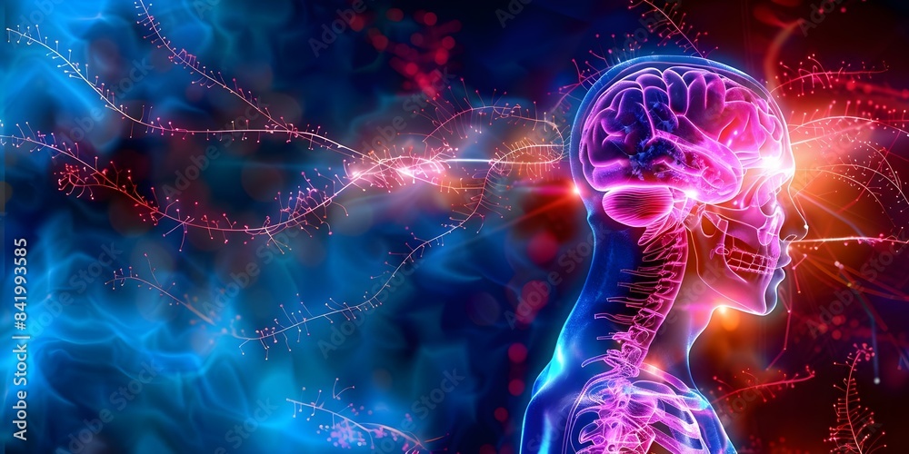 Highlighted neurological map areas related to conditions affecting nerve function and cognition ...