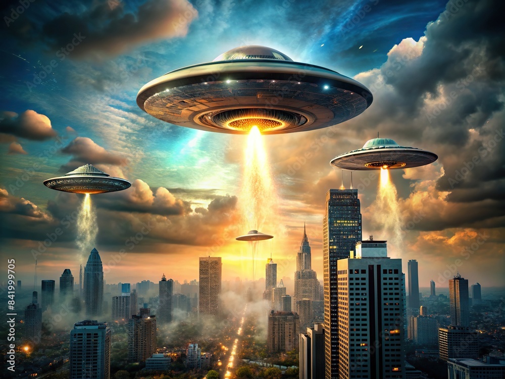 UFO alien invasion attacking city, UFO, invasion, attack, alien ...