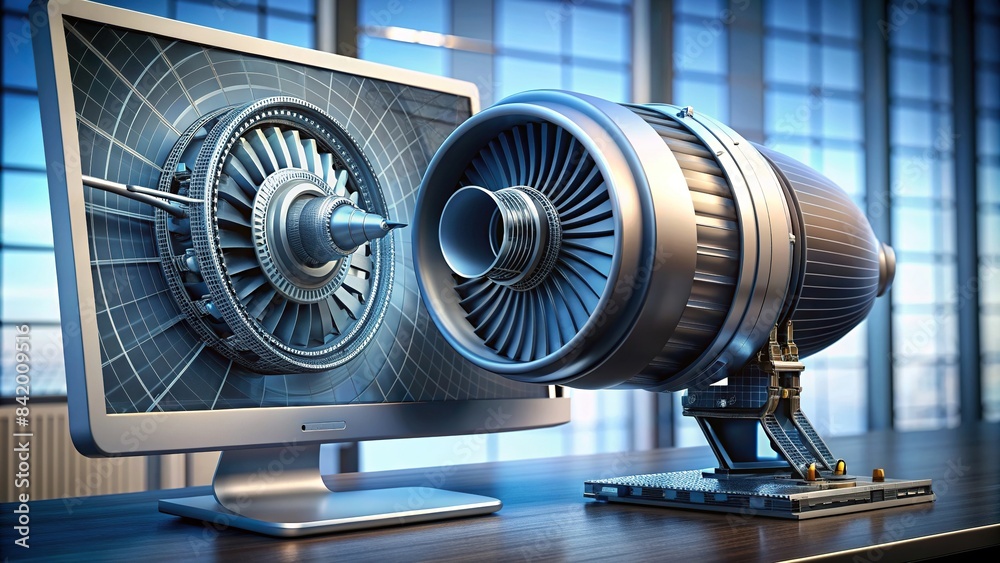 A close-up shot of a desktop computer monitor displaying a CAD software ...