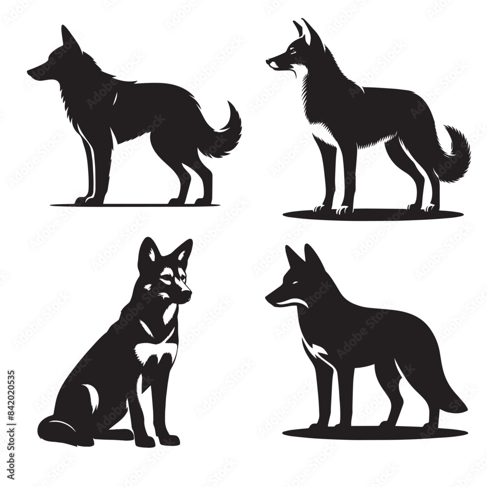 Dingo Silhouette Vector Set, Modern Dingo Silhouette Set, dingo ...