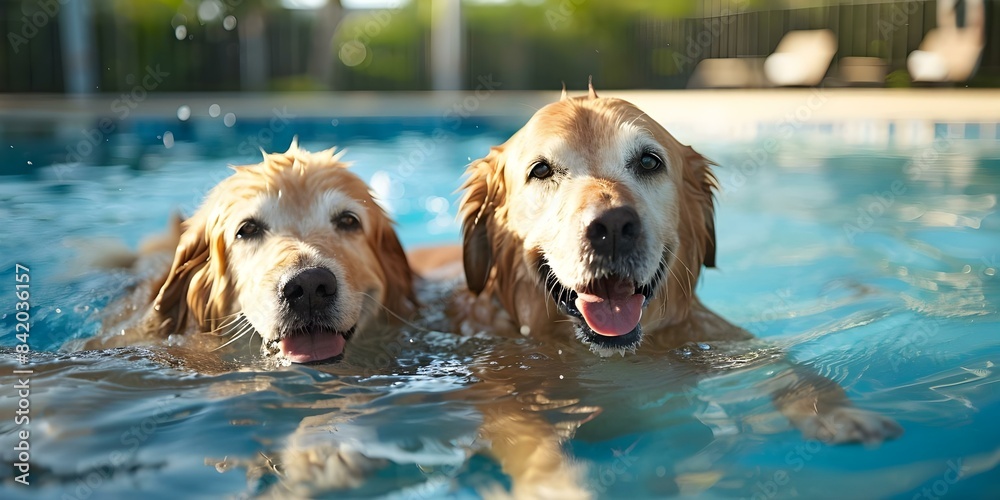 Two dogs having fun in a swimming pool. Concept Dogs, Swimming Pool ...