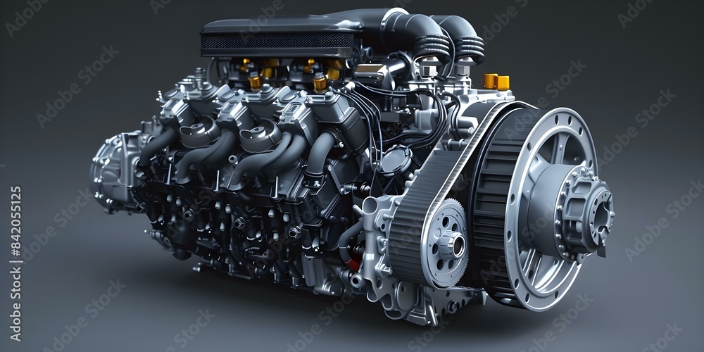 In-depth 3D visualization of a car engine highlighting all key ...