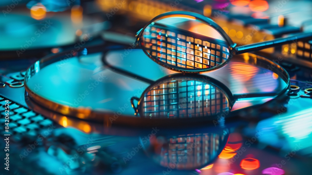 Foto de Silicon wafers and microcircuits made of semiconductor material ...