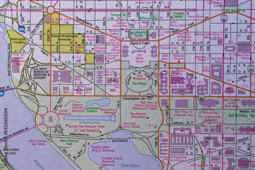 Foto de Road map of the National Mall area of Washington, DC including ...