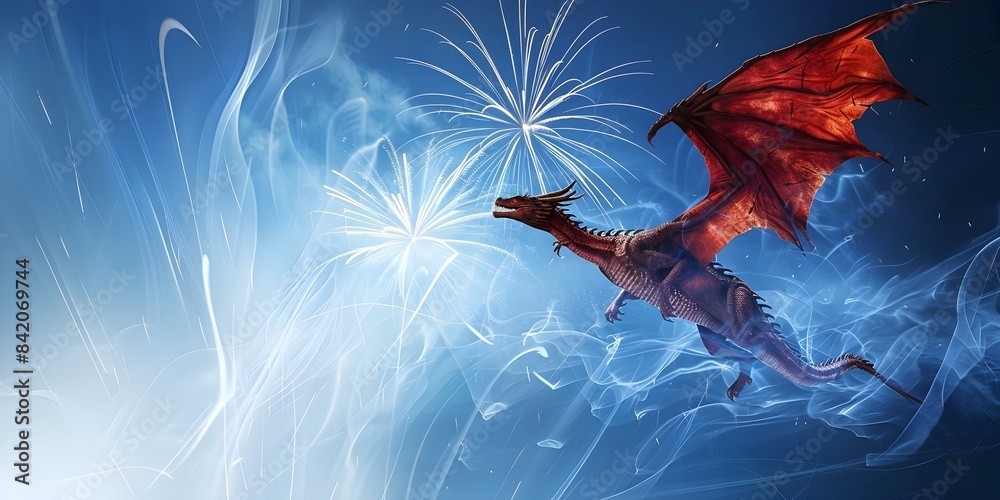 Dragon Soaring Amidst Fireworks Perfect for Fantasy Book Covers ...