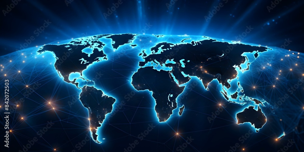 Global Business Communication A World Map Illustrating Network Connections Concept Global