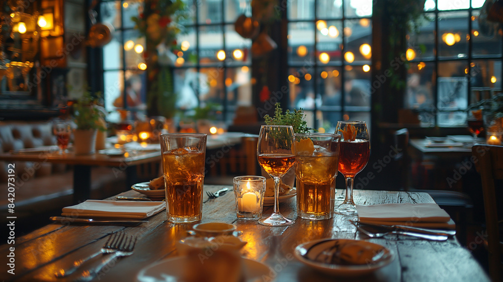 Classic restaurant cocktails in restaurant setting. Stock Photo | Adobe ...