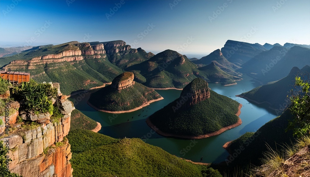 panorama route south africa blyde river canyon with the three rondavels ...