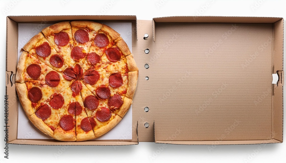 pizza box pepperoni inside top open photo background isolated png file ...