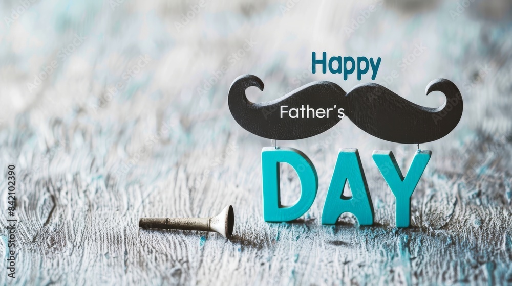 Happy Father's Day text with 'DAD' in blue and a black mustache on a ...