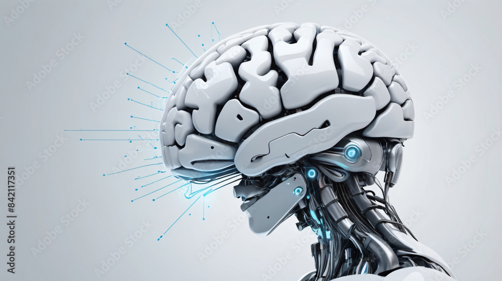 human brain with artificial intelligence futuristic connections Stock ...