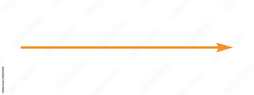 Straight orange arrow - Long orange arrow indication sign isolated on a ...